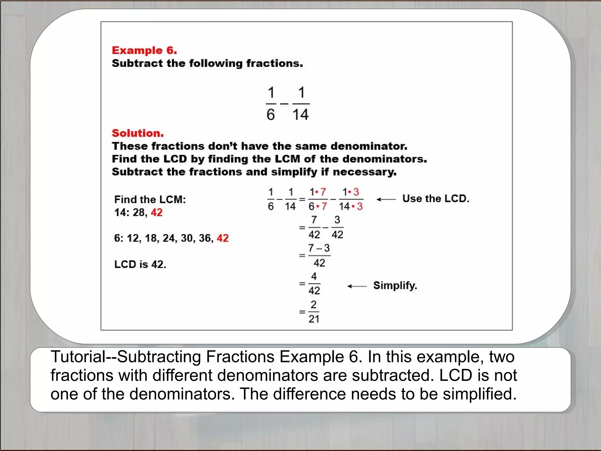 Tutorials -Subtracting Fractions | PPT