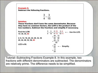 Tutorials -Subtracting Fractions | PPT