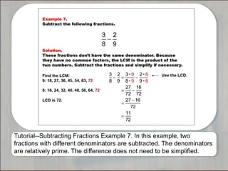 Tutorials -Subtracting Fractions | PPT