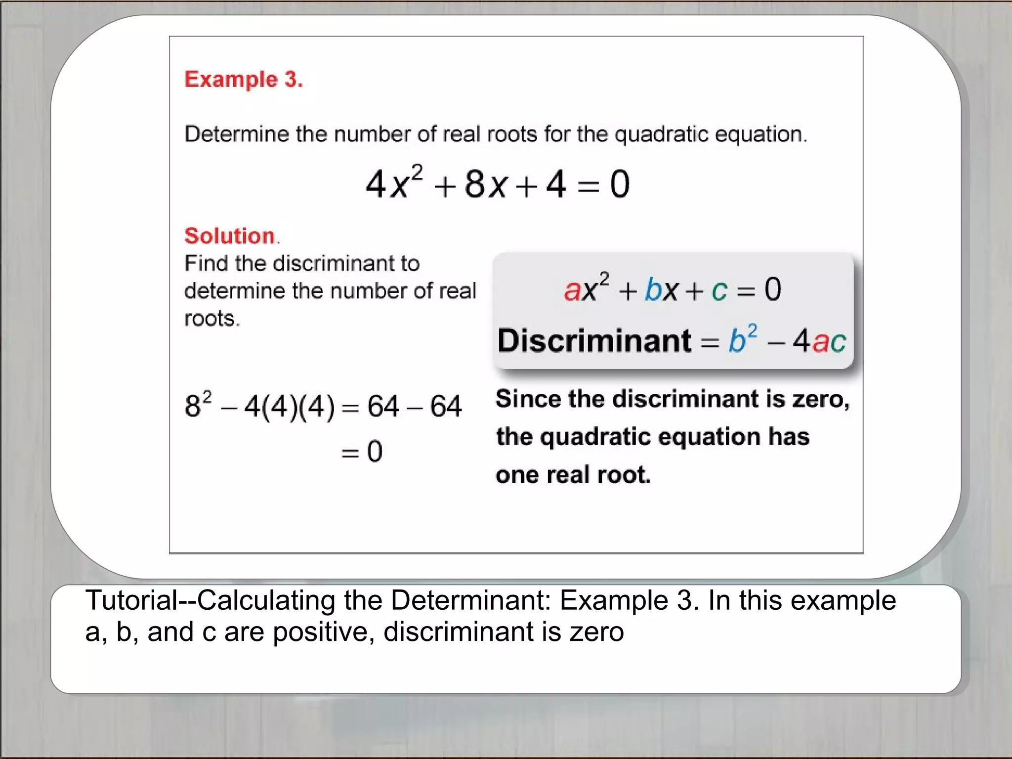 Tutorials: The Discriminant | PPT