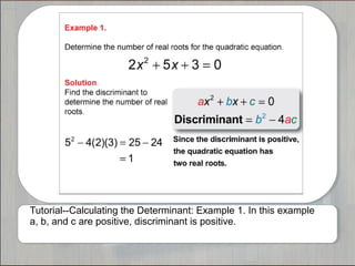 Tutorials: The Discriminant | PPT