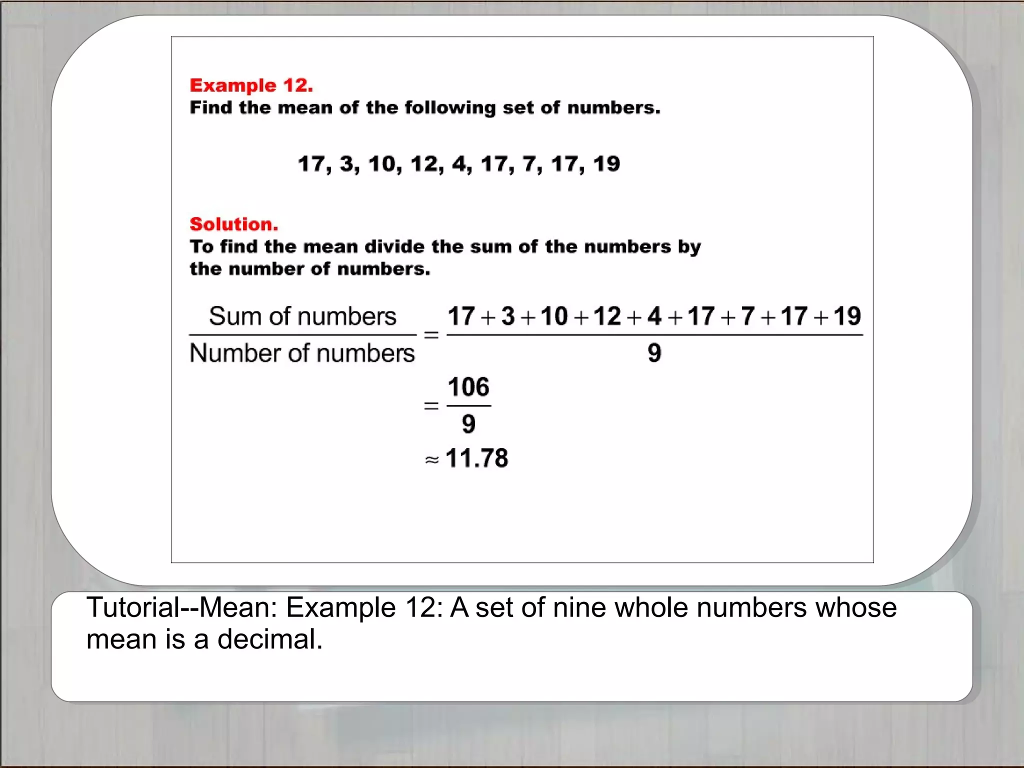 Tutorials--The Mean | PPT