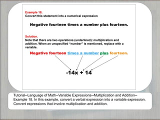 Tutorials--The Language of Math--Variable Expressions--Multiplication ...