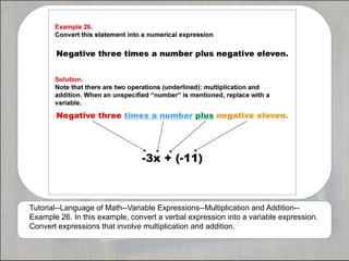 Tutorials--The Language of Math--Variable Expressions--Multiplication ...