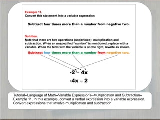 Tutorials--The Language of Math--Variable Expressions--Multiplication ...