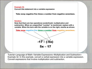 Tutorials--The Language of Math--Variable Expressions--Multiplication ...