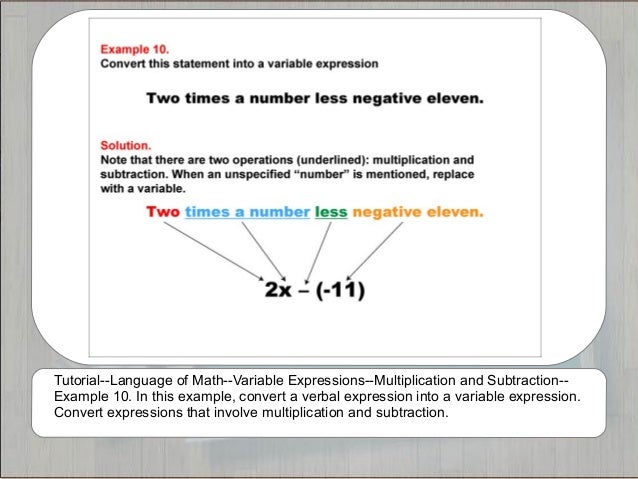 Tutorials The Language Of Math Variable Expressions Multiplication…