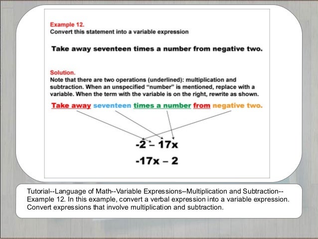 Tutorials--The Language of Math--Variable Expressions--Multiplication…