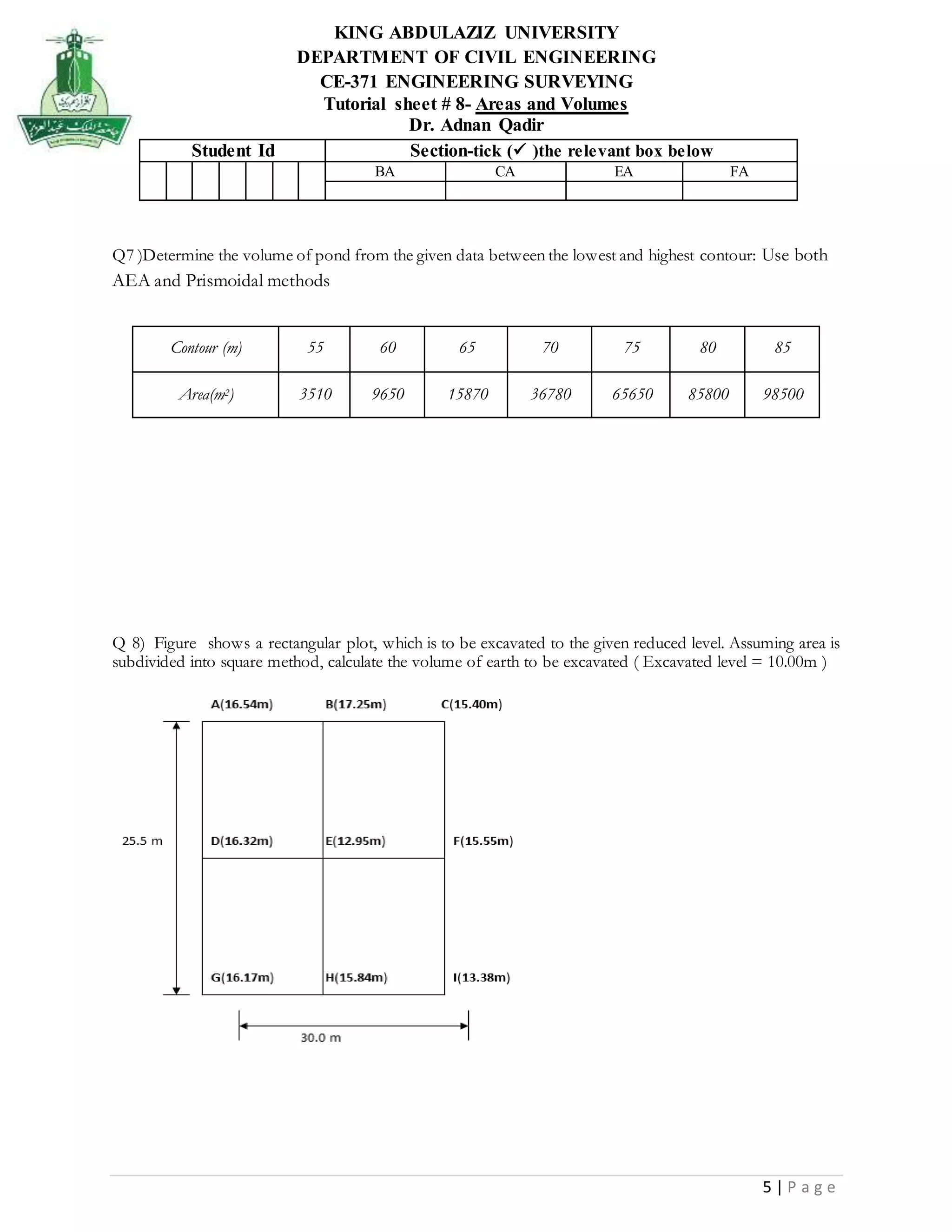 Tutorial sheet 8 area and volumes | DOCX