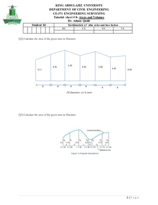 Tutorial sheet 8 area and volumes | DOCX