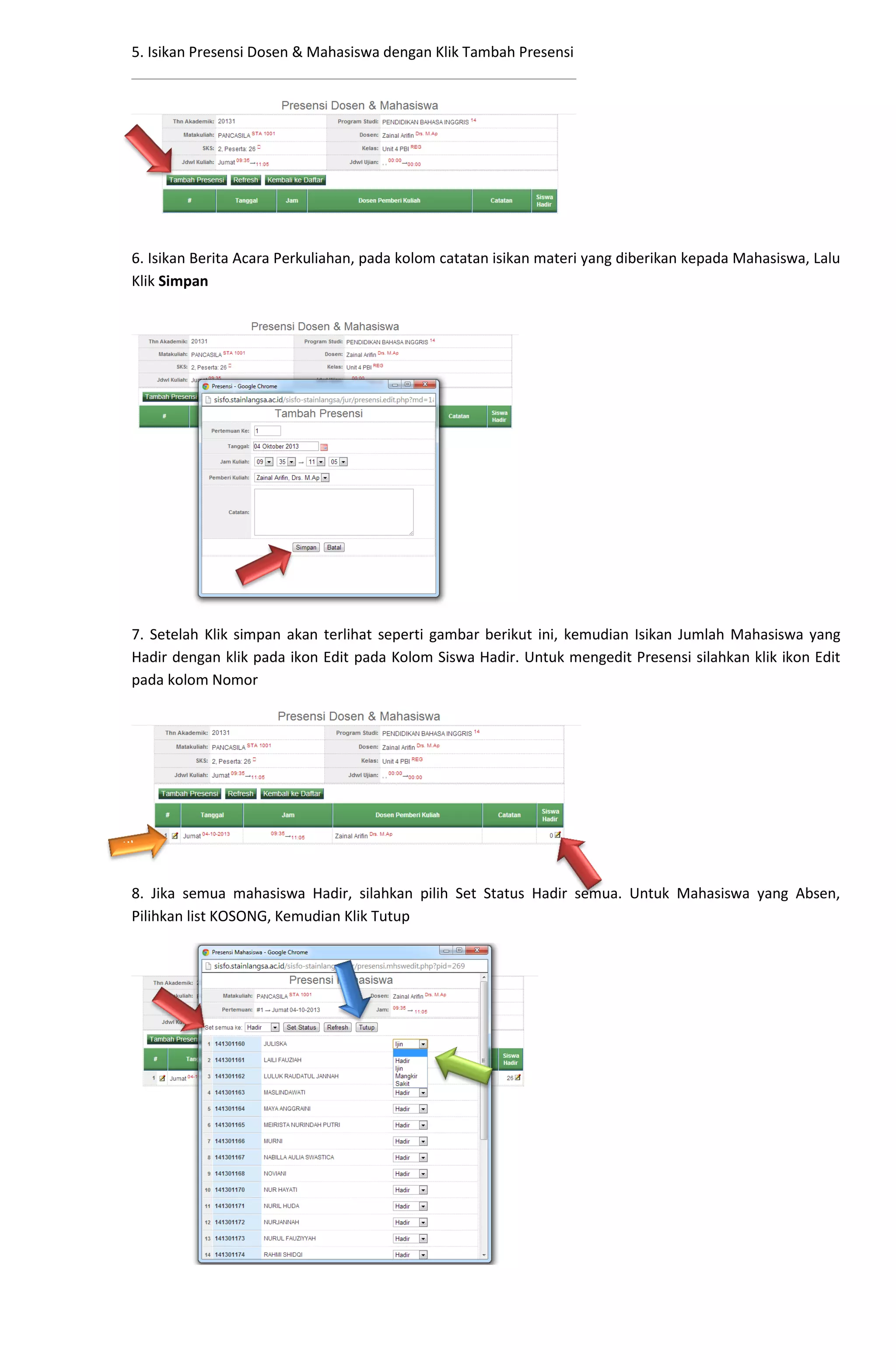 Tutorial Input Nilai Siakad STAIN Langsa | PDF