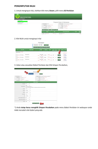 Tutorial Input Nilai Siakad STAIN Langsa | PDF