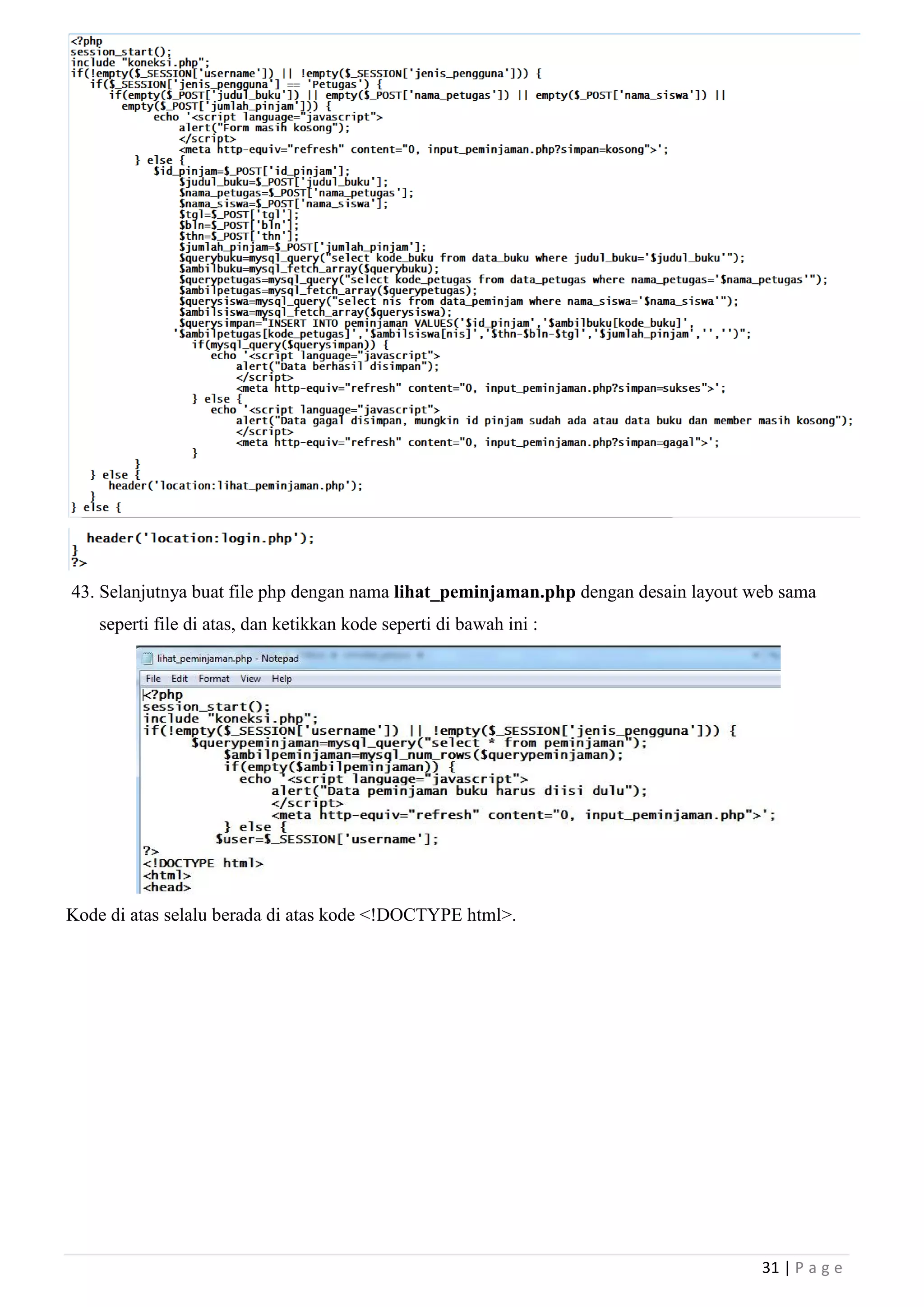 Tutorial sistem informasi perpustakaan | PDF