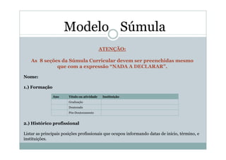 Tutorial súmula curricular - FAPESP | PDF