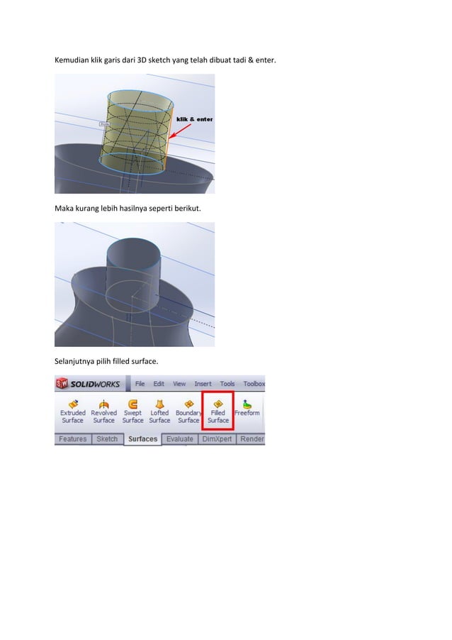 Tutorial solidworks bikin surface | PDF