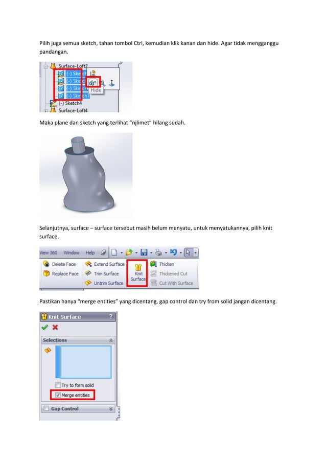 Tutorial solidworks bikin surface | PDF