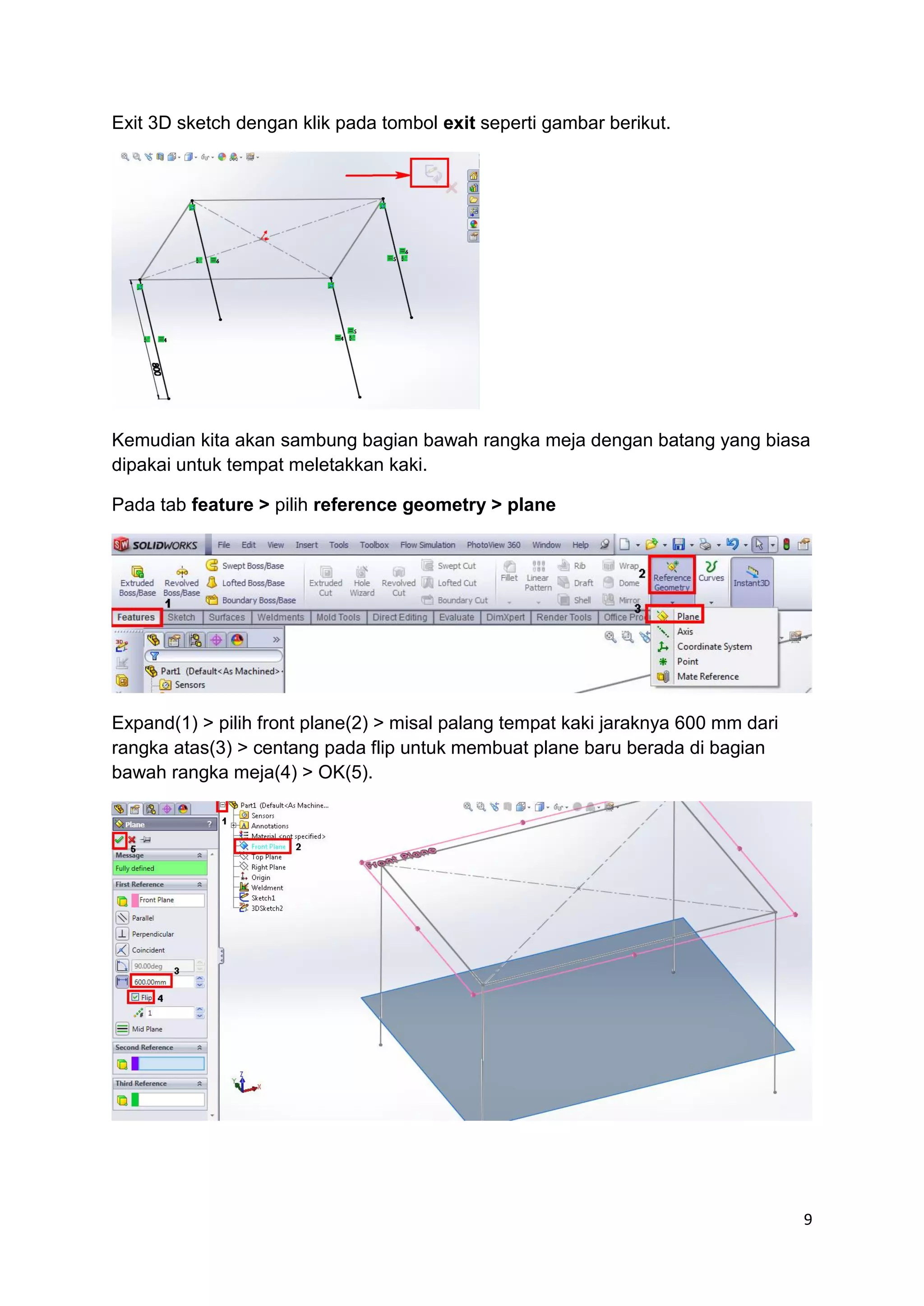 Tutorial solidworks membuat rangka meja menggunakan weldment | PDF
