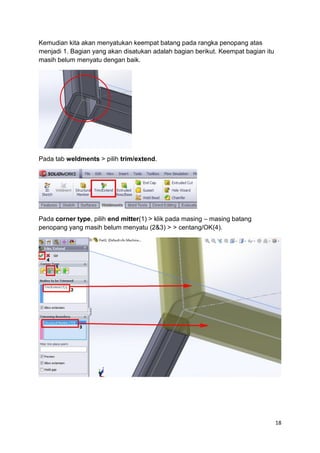 Tutorial solidworks membuat rangka meja menggunakan weldment | PDF