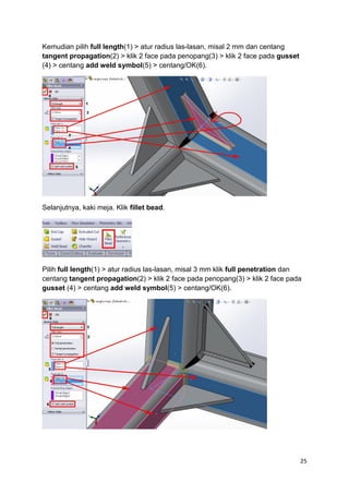 Tutorial solidworks membuat rangka meja menggunakan weldment | PDF