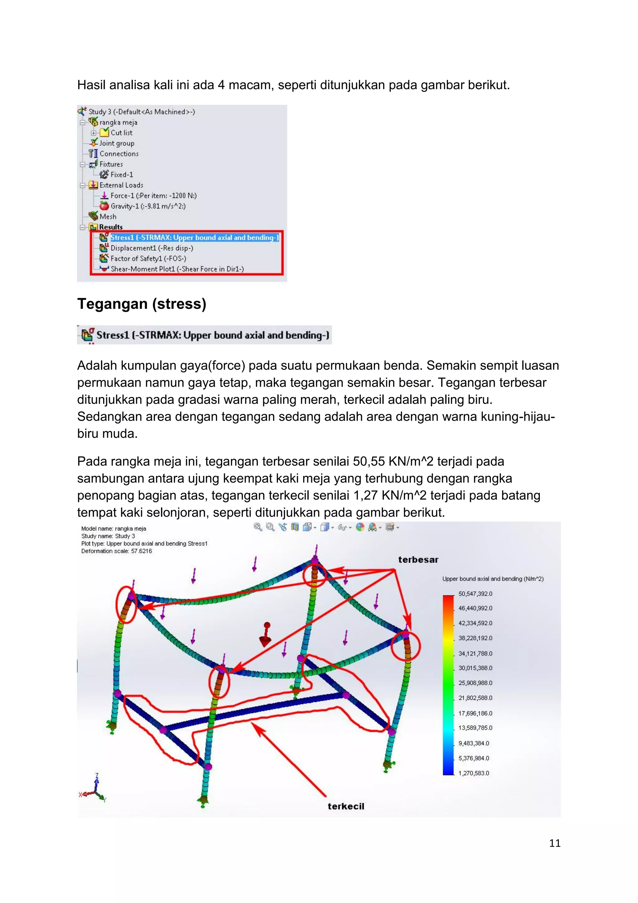 Tutorial solidworks stress analysis pada rangka meja | PDF