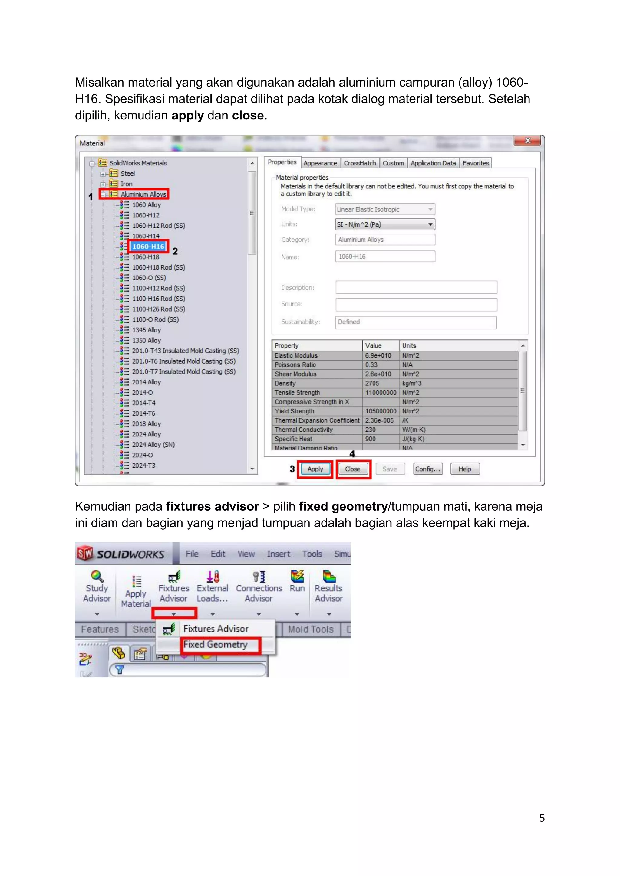 Tutorial solidworks stress analysis pada rangka meja | PDF