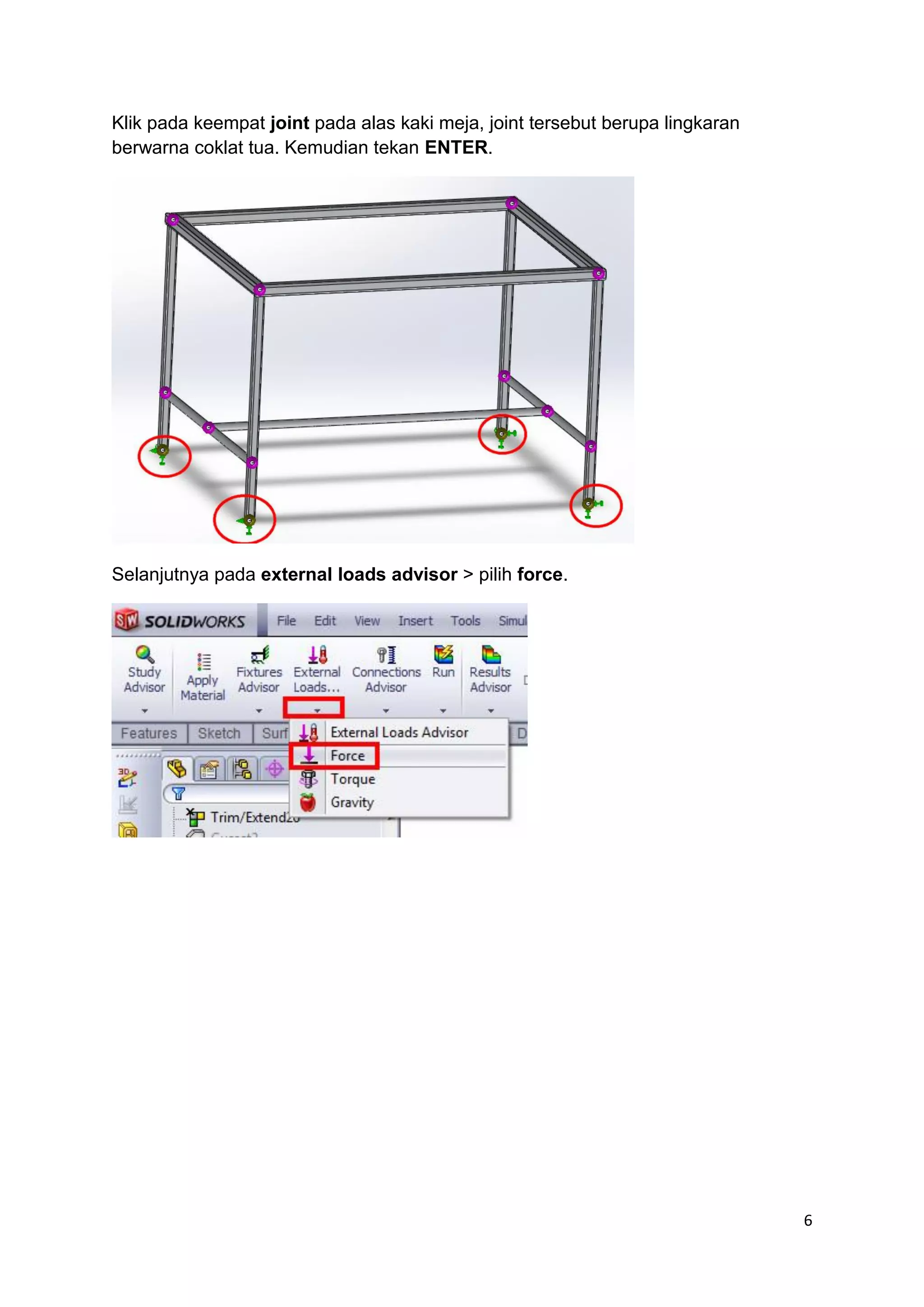 Tutorial solidworks stress analysis pada rangka meja | PDF