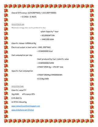 Tutorial solution of Thermal Power station (Principles of power system Vk-Mehta) | PDF