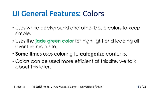 Tutorialspoint UI Analysis | PPT