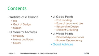 Tutorialspoint UI Analysis | PPT