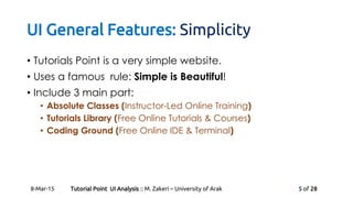 Tutorialspoint UI Analysis | PPT