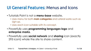 Tutorialspoint UI Analysis | PPT