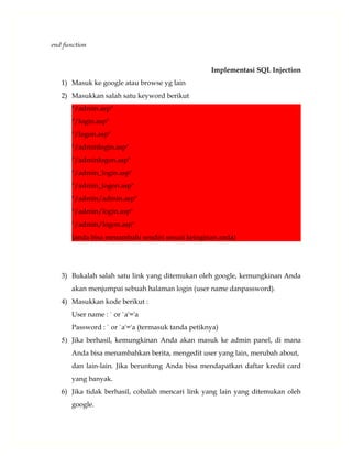 Tutorial sql injection 23206054 | DOC