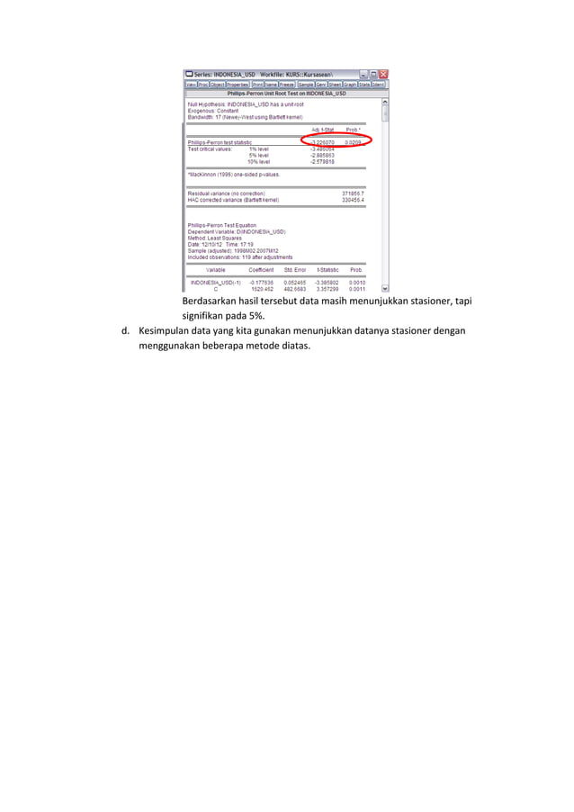 Tutorial stasioneritas ts | PDF