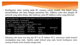 TUTORIAL STATIC ROUTING YANG MENGHUBUNGKAN 2 ROUTER MIKROTIK.pptx