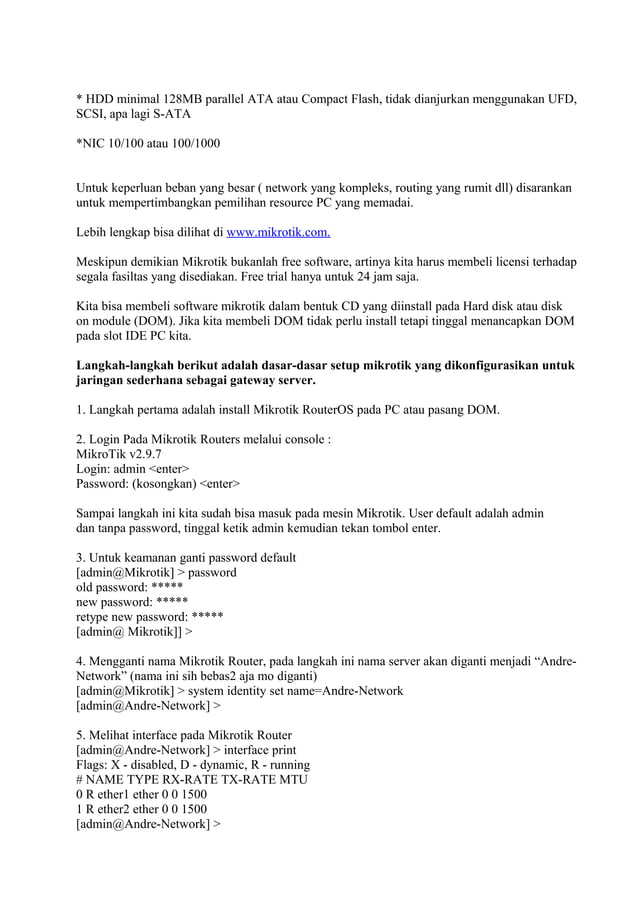 Tutorial step by_step_setting_mikrotik | PDF
