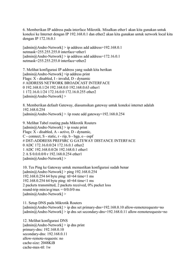 Tutorial step by_step_setting_mikrotik | PDF