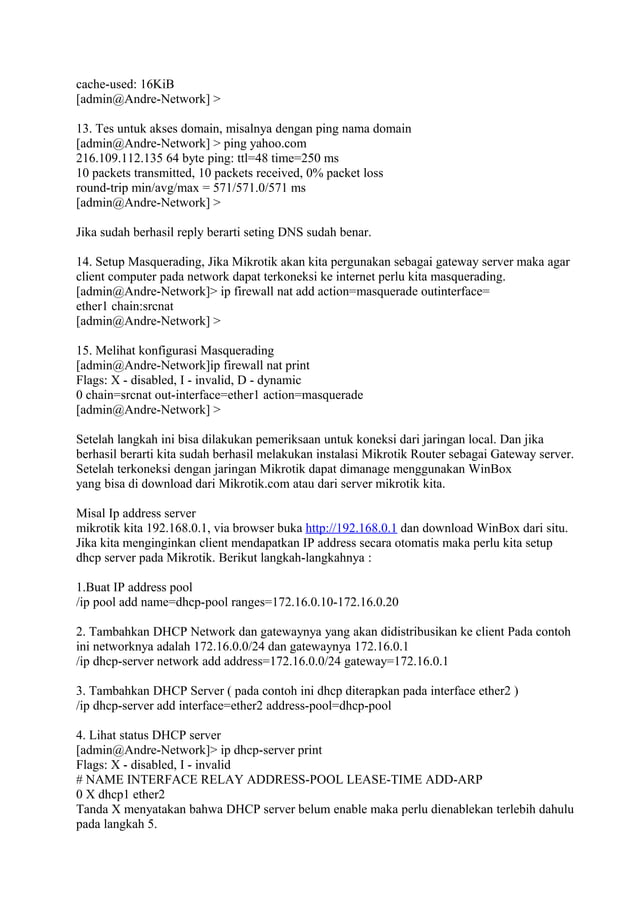 Tutorial step by_step_setting_mikrotik | PDF