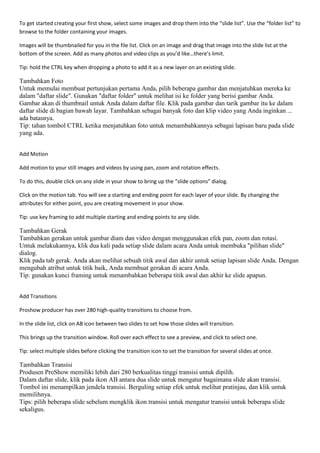 Tutorials & training proshow produser | DOCX