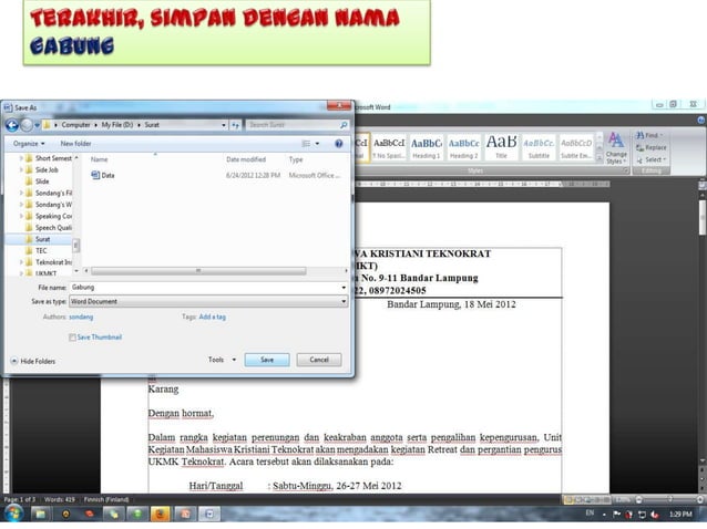 Langkah-langkah membuat surat massal | PPT