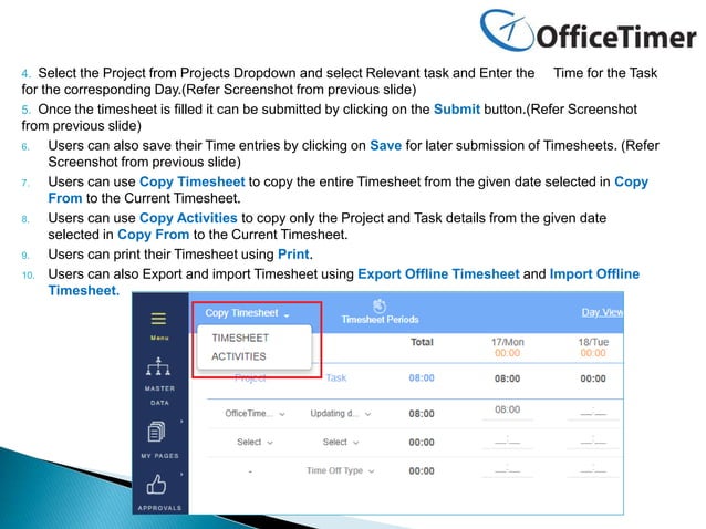 Tutorial to fill timesheet in office timer | PPT