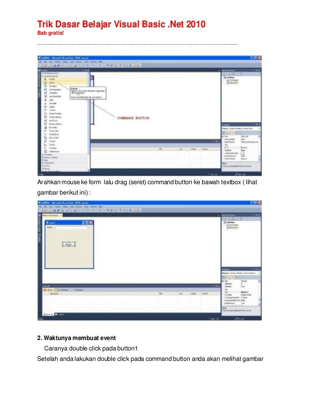 Tutorial trik dasar belajar visual basicnet 2010