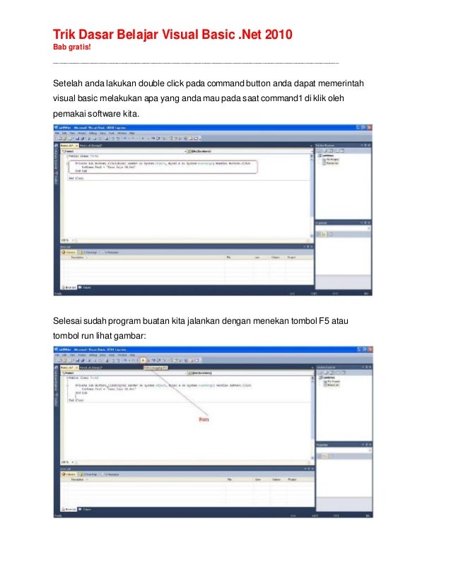 Tutorial trik dasar belajar visual basicnet 2010