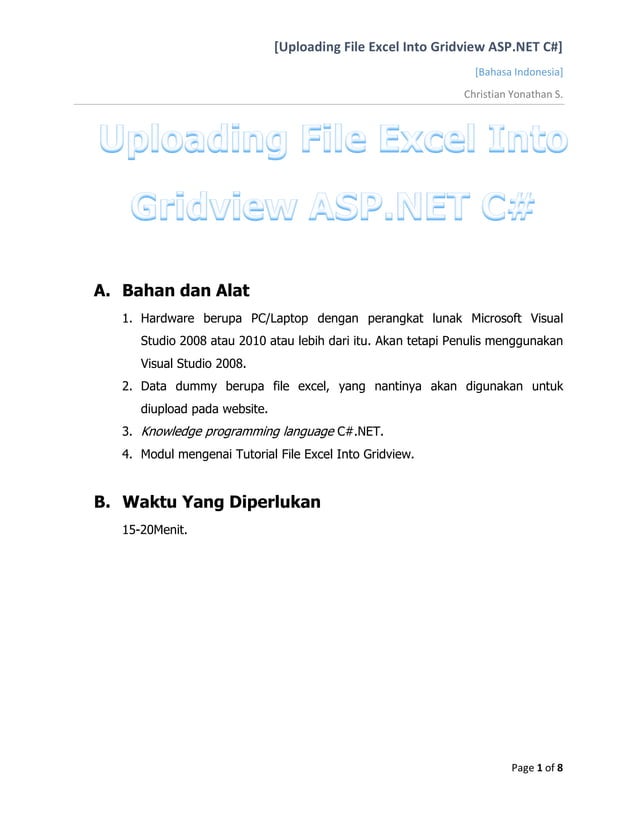 Tutorial Upload File Excel Into Gridview Aspnet