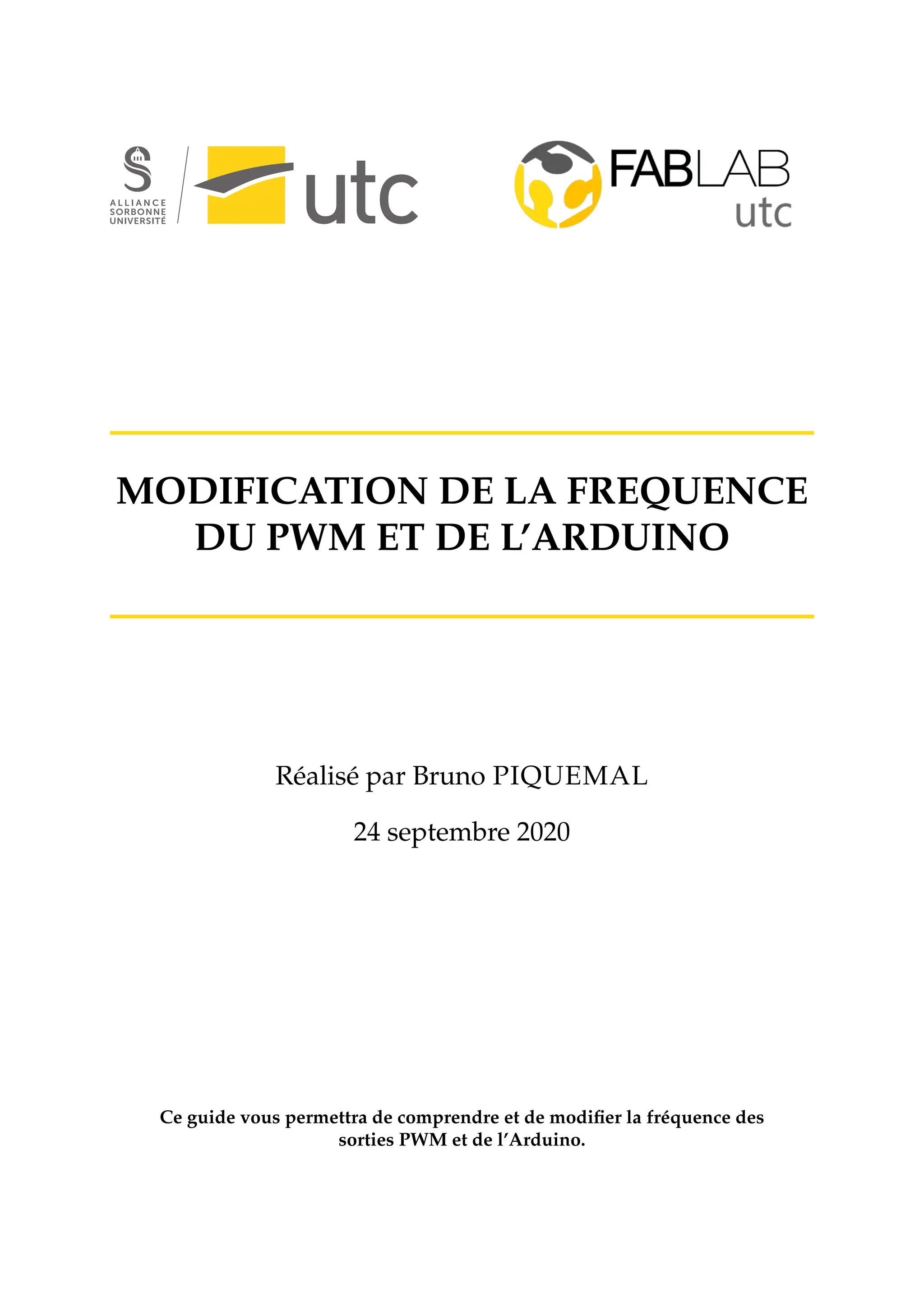 Tutorielmodification De La Frequence De Pwm Et De Larduinopdf