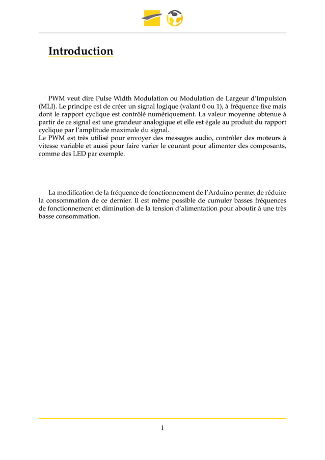 Tutorielmodification De La Frequence De Pwm Et De Larduinopdf