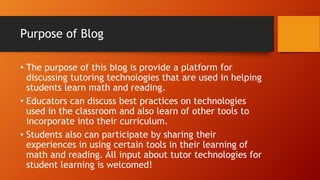 Tutoring technology for reading and math | PPT