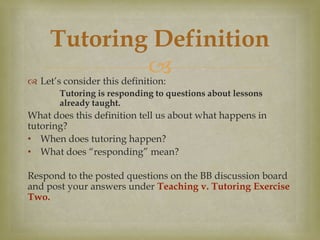 Tutoring vs. Teaching | PPT