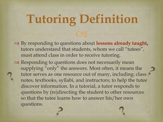 Tutoring vs. Teaching | PPT
