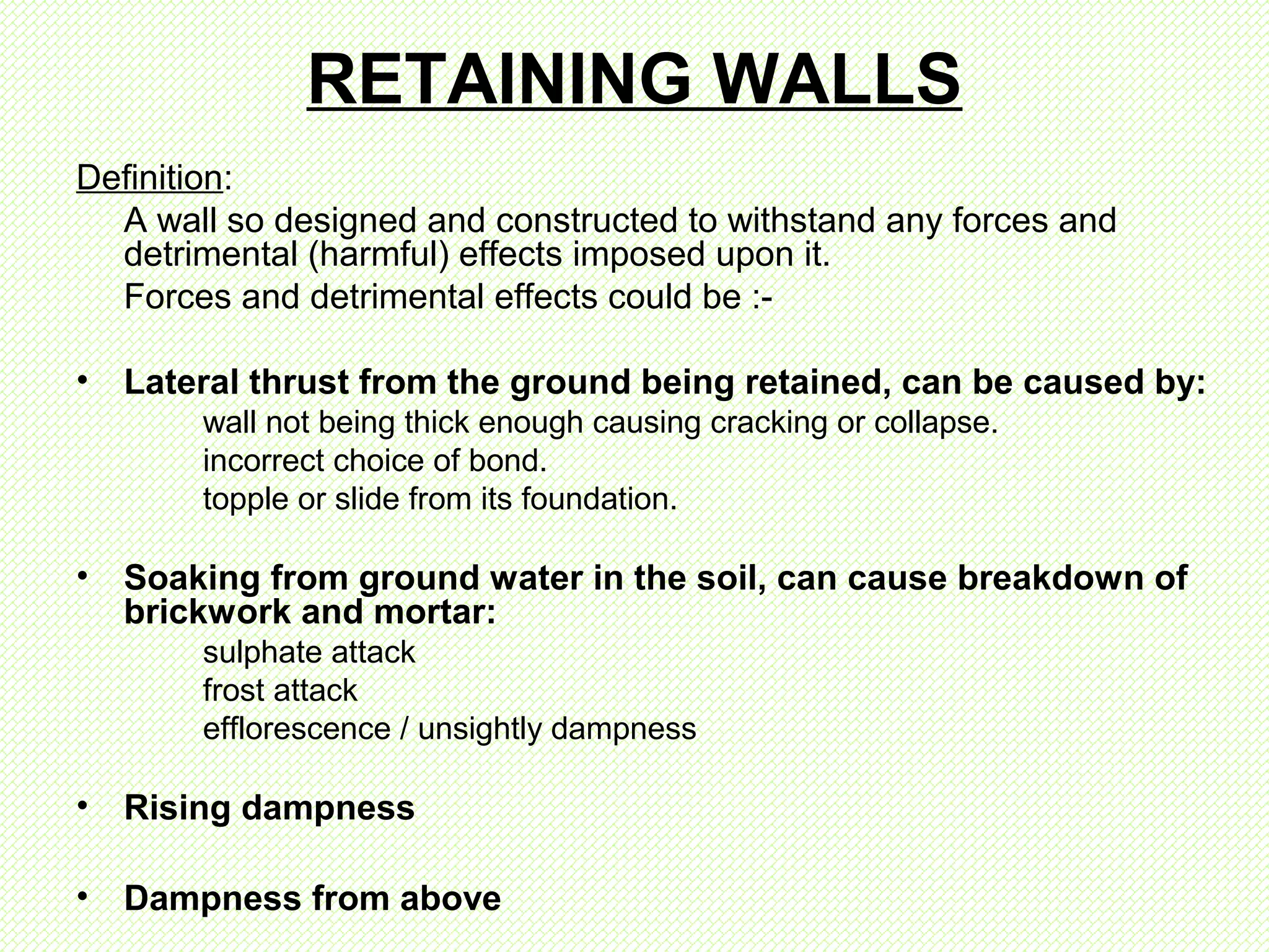 Tutor retaining reinforced brickwork | PPT