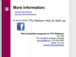 Pre-incubation program @ Tallinn University of Technology | PPT